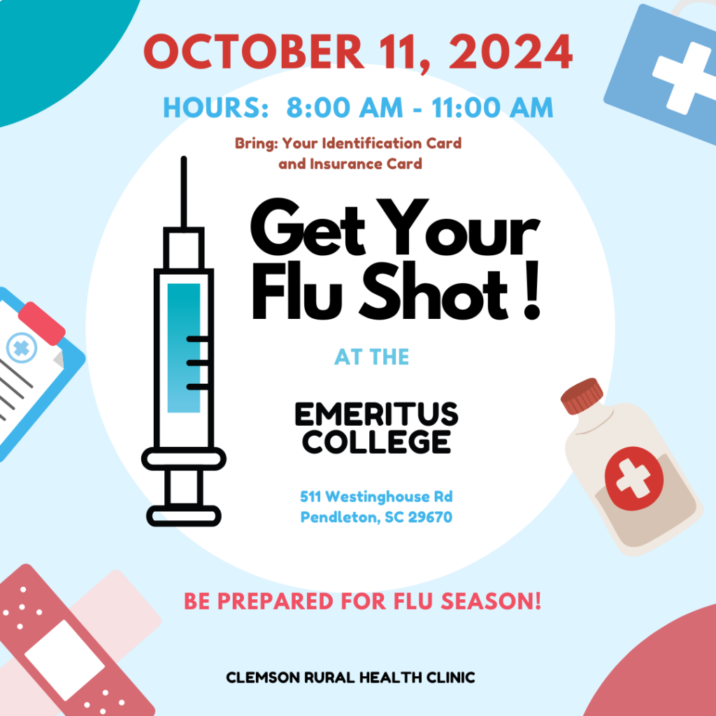 October 11, 2024, 8am – 11am: Flu Shot Clinic at the Emeritus College ...