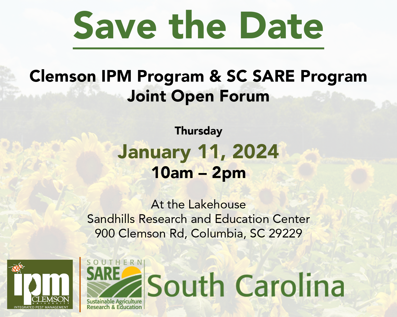 Clemson IPM Program and SC SARE Joint Open Forum – Integrated Pest ...