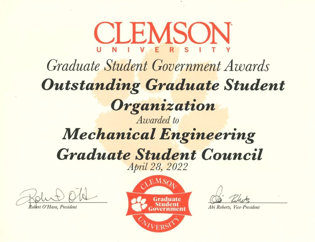 Mechanical Engineering Graduate Student Council Wins Award – Mechanical ...